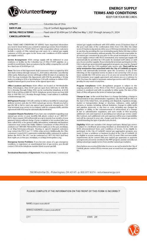 Energy Aggregation Program - City of Canfield